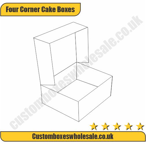Custom Four Corner Cake Boxes - Free Shipping & Free Design